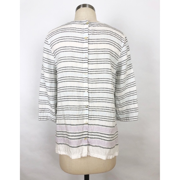 J. Jill | Tops | J Jill Button Back Striped Linen Shirt | Poshmark